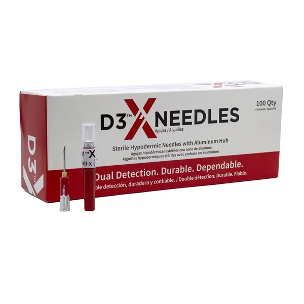 Detectable needles D3X HP 20 g x 1 / 2" box / 100